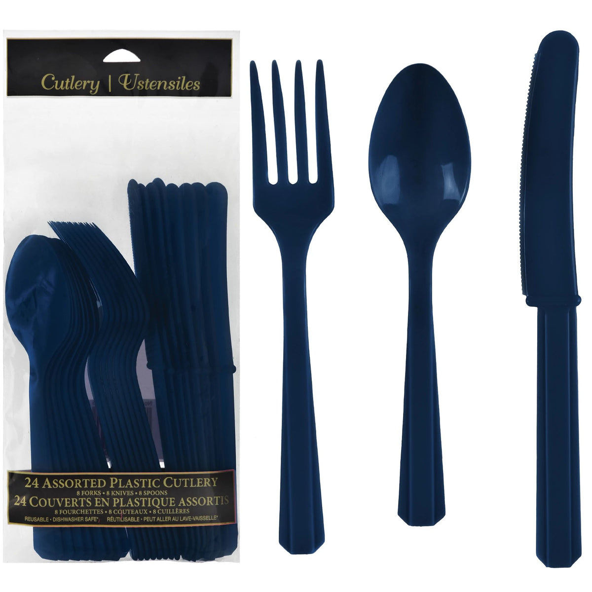 Navy Blue Plastic Cutlery Set - 288 Assorted Pieces – Shluchim Supplies